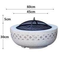 China 3 in 1 Round Wood Burning Firepit Charcoal BBQ Grill Table for Metal Outdoor Backyard for sale