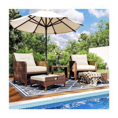 China 27.95 x 26.38 x 29.53 in. AJUNION 5-Piece Rattan Outdoor Patio Chairs with Ottomans for sale