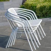 China Outdoor Restaurant Balcony Cafe Patio Garden Set Rattan Chair and Small White Square Table for sale