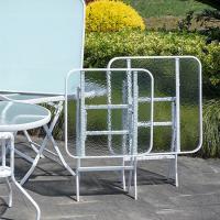 China Outdoor Restaurant Balcony Cafe Patio Garden Set Rattan Chair and Small White Square Table for sale
