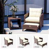China 27.95 x 26.38 x 29.53 in. AJUNION 5-Piece Rattan Outdoor Patio Chairs with Ottomans for sale