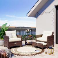China 27.95 x 26.38 x 29.53 in. AJUNION 5-Piece Rattan Outdoor Patio Chairs with Ottomans for sale