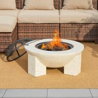 China Outdoor Product 3 in 1 Round Wood Burning Firepit Charcoal BBQ Grill Table for Bonfire Party for sale