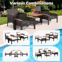 China 350 lbs. Ottoman Weight Capacity 5 Piece Outdoor Lounge Set with Vintage Wood Top for sale