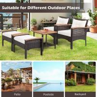 China 350 lbs. Ottoman Weight Capacity 5 Piece Outdoor Lounge Set with Vintage Wood Top for sale