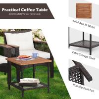 China 350 lbs. Ottoman Weight Capacity 5 Piece Outdoor Lounge Set with Vintage Wood Top for sale