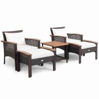 China 350 lbs. Ottoman Weight Capacity 5 Piece Outdoor Lounge Set with Vintage Wood Top for sale