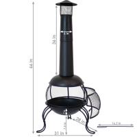 China Outdoor Patio Backyard Garden Camping Steel Wood Burning Firepit with Rain Cap Poker Black for sale