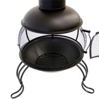 China Outdoor Patio Backyard Garden Camping Steel Wood Burning Firepit with Rain Cap Poker Black for sale