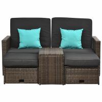 China AJUNION 5 Piece Outdoor PE Rattan Furniture Set with Corner Chair Weight Capacity 352lbs for sale