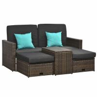 China AJUNION 5 Piece Outdoor PE Rattan Furniture Set with Corner Chair Weight Capacity 352lbs for sale