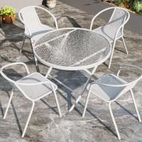 China Outdoor Balcony Restaurant Cafe Garden Leisure Metal Glass Round Table and Rattan Chair for sale