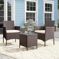 China Leisure Outdoor AJUNION PE Rattan Patio Furniture Set for Balcony Poolside Garden for sale
