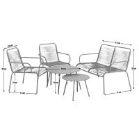 China Villa AJUNION 4 Seater Metal Garden Furniture Balcony Patio Set Bistro Set Steel Garden Set for sale