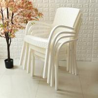 China Leisure Outdoor High Back Stackable Plastic Armchair for Villa Patio Garden Coffee Dining for sale