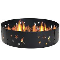 China Outdoor Patio Black Bonfire Camping 360 Degree Round Heavy Duty Portable Wood Burning Firepit with Poker for sale