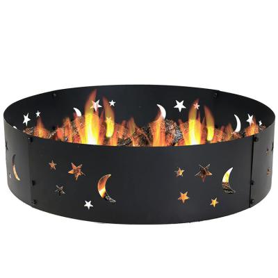 China Outdoor Patio Black Bonfire Camping 360 Degree Round Heavy Duty Portable Wood Burning Firepit with Poker for sale