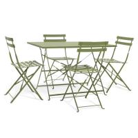 China AJUNION 4 Seater Folding Metal Patio Set Steel Garden Set Folding Table and Chair Outdoor Bistro Set for sale