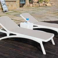 China Outdoor Garden Plastic Teslin Stackable Chaise Sun Lounger Chair for Hotel Beach Patio for sale