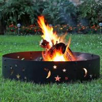 China Outdoor Patio Black Bonfire Camping 360 Degree Round Heavy Duty Portable Wood Burning Firepit with Poker for sale