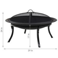 China Outdoor Patio Backyard Garden Bonfire Camping Round Metal Fire Pit Bowl with Poker in Black for sale