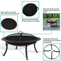 China Outdoor Patio Backyard Garden Bonfire Camping Round Metal Fire Pit Bowl with Poker in Black for sale
