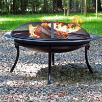 China Outdoor Patio Backyard Garden Bonfire Camping Round Metal Fire Pit Bowl with Poker in Black for sale
