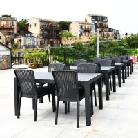 China Custom Logo Nordic Plastic Rattan Dinning Table and Chair Set for Leisure Stackable Design for sale