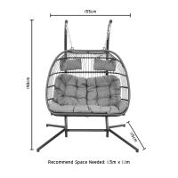 China Outdoor Hanging Chair AJUNION Double Seat Wicker Rattan Egg Patio Swings with Stand for sale