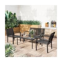 China Modern and Stylish AJUNION 4 Piece Steel Garden Furniture Sofa Set with Coffee Table for sale