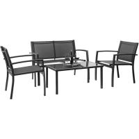 China Modern and Stylish AJUNION 4 Piece Steel Garden Furniture Sofa Set with Coffee Table for sale