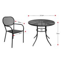 China Outdoor Bistro Cafe Garden Courtyard Patio Metal Iron Round Tables And Chair Set with Umbrella Hole in Modern Design for sale