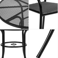 China Outdoor Bistro Cafe Garden Courtyard Patio Metal Iron Round Tables And Chair Set with Umbrella Hole in Modern Design for sale