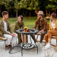 China Outdoor Garden Bonfire Camping Wood Burning Firepit with Ice Bucket and Mosaic Fire Pit for sale
