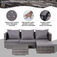 China AJUNION 3-Piece Rattan Garden Sofa Set with Adjustable Backrest and Steel Tube Frame for sale