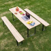 China Outdoor Portable Patio Bar Solid Wood Rectangular Folding Table and Benches Chair Set for sale