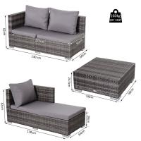 China AJUNION 3-Piece Rattan Garden Sofa Set with Adjustable Backrest and Steel Tube Frame for sale