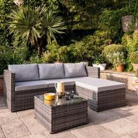 China Leisure Outdoor AJUNION 4 Seat Wicker Rattan Garden Furniture Sofa Corner Lounge Set for sale