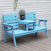 China Outdoor Courtyard Solid Wooden Double Chair Bench with Table Enjoy Your Patio in Style for sale