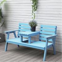 China Outdoor Courtyard Solid Wooden Double Chair Bench with Table Enjoy Your Patio in Style for sale