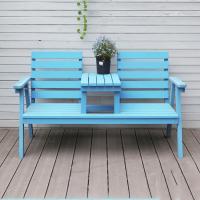 China Outdoor Courtyard Solid Wooden Double Chair Bench with Table Enjoy Your Patio in Style for sale