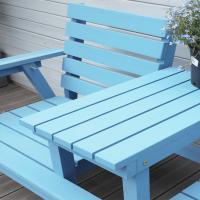 China Outdoor Courtyard Solid Wooden Double Chair Bench with Table Enjoy Your Patio in Style for sale