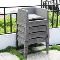 China Plastic Cane Stackable Arm Chair for Outdoor Restaurant Cafe in Villa Patio Garden for sale