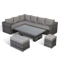 China Modern Design All Weather Corner Sofa Set with Adjustable Table L.265 X W.204 X H.66cm for sale