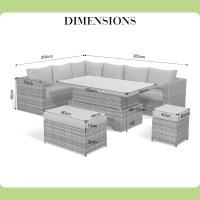 China Modern Design All Weather Corner Sofa Set with Adjustable Table L.265 X W.204 X H.66cm for sale