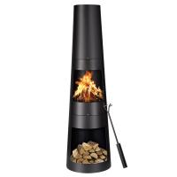 China Outdoor Patio Garden Camping Fire Pit with Poker Cast Iron Charcoal Fireplace Chimenea for sale