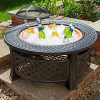 China Backyard Patio Garden Bonfire Firepit with Round Wood Burning Fire Pit and Ice Bucket for sale