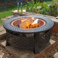 China Backyard Patio Garden Bonfire Firepit with Round Wood Burning Fire Pit and Ice Bucket for sale