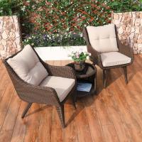 China Modern Design Woven PE Rattan Armchair and Dining Table Set for Outdoor Villa Balcony for sale