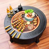 China Backyard Patio Garden Bonfire Firepit with Round Wood Burning Fire Pit and Ice Bucket for sale